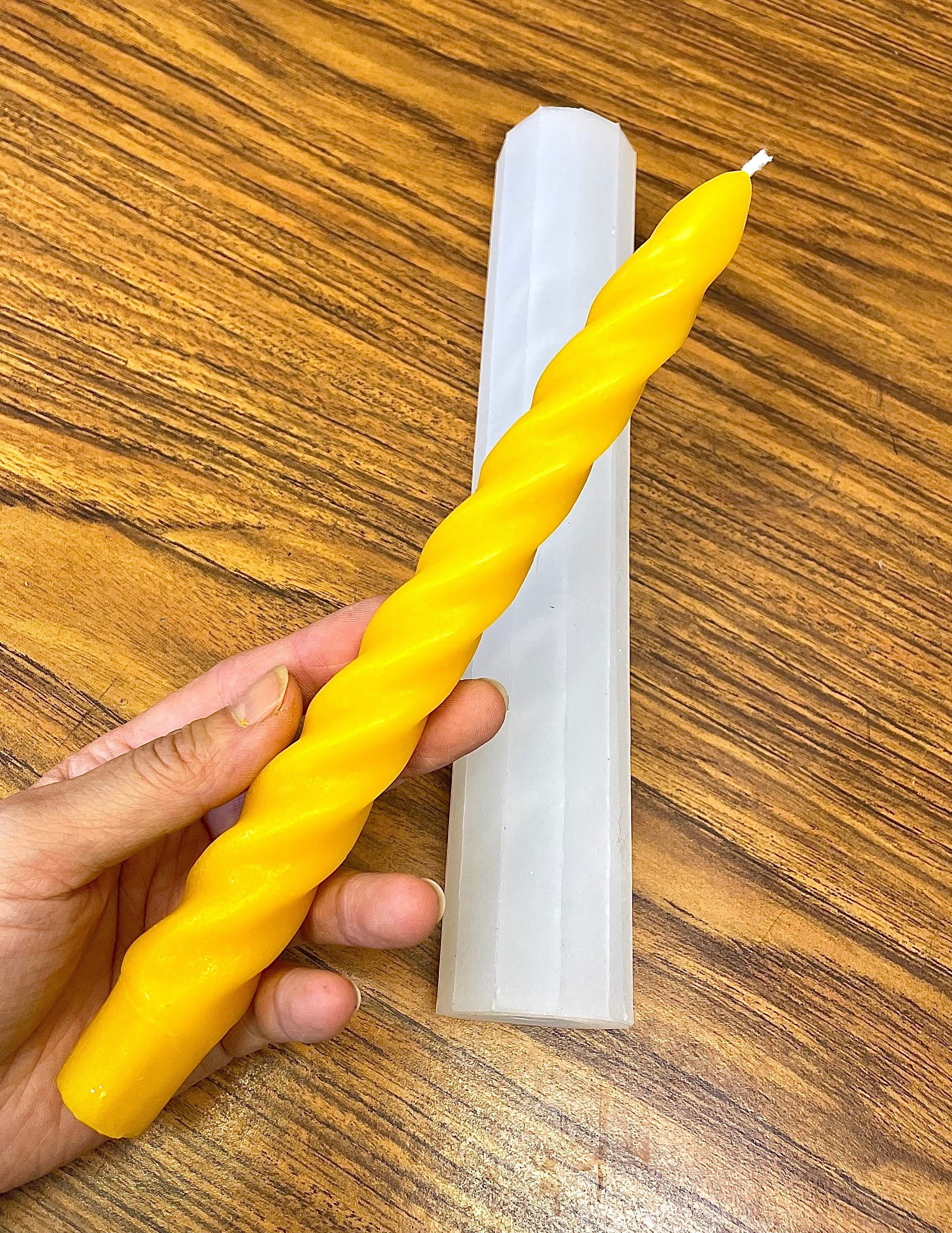 8.5” single cavity Silicone twisted taper candle mold - spiral taper c ...